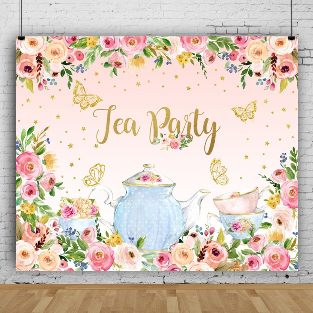 Tea Party Backdrop,flower Photograph Backdrop,babyshower Backdrop ...