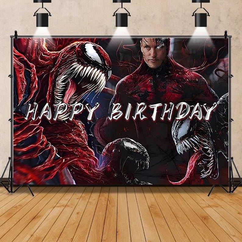 Venom Birthday Backdrop: Superhero Party Decoration, Photo Booth Prop ...
