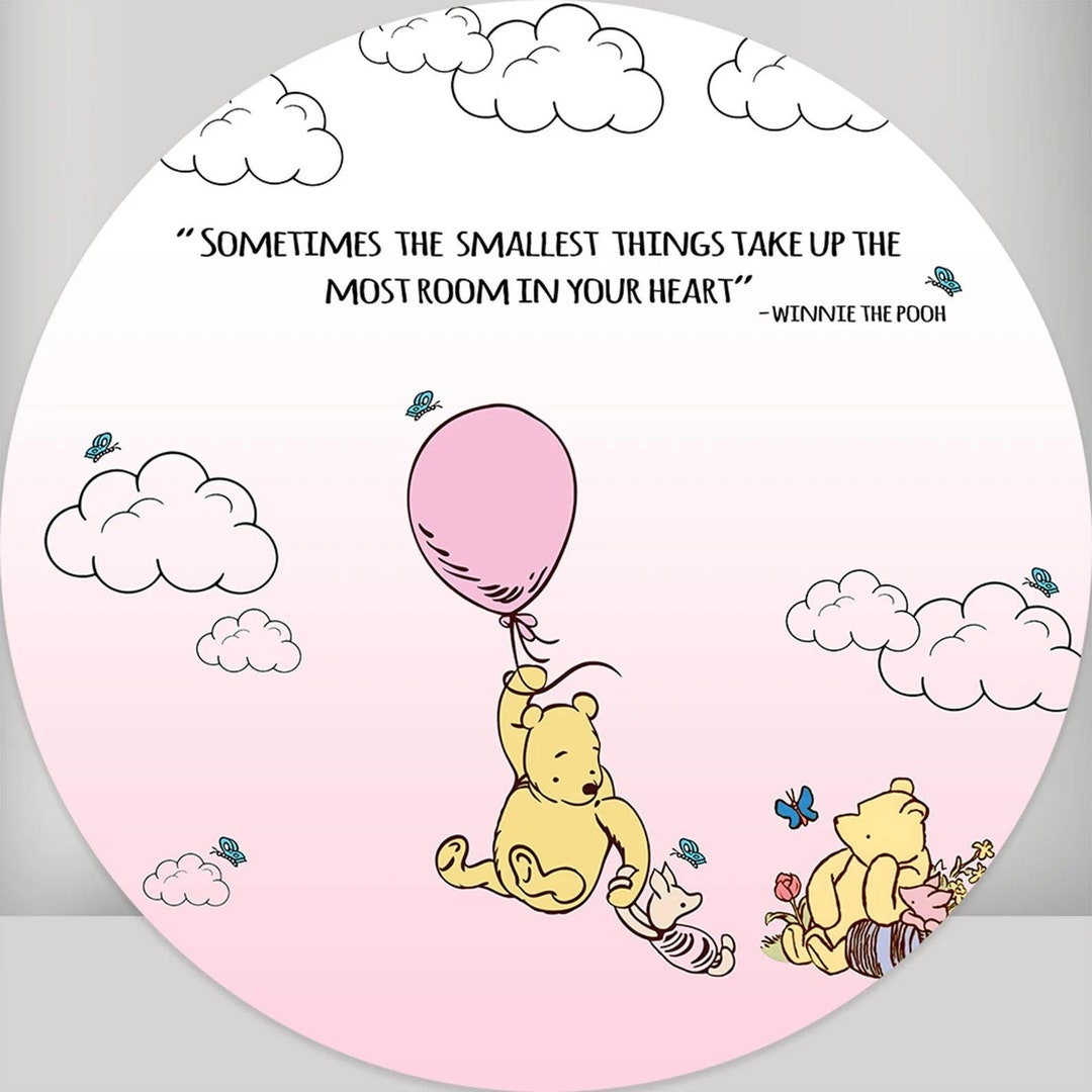 Pink Winnie the Pooh Round Backdrop Kids Photo Background Birthday ...