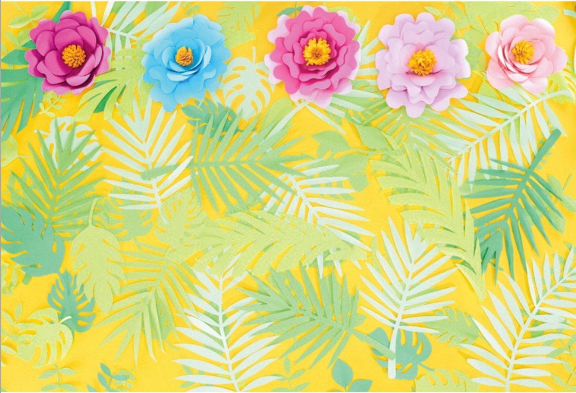 Paper-cut Flowers&leaves Backdrop, Flower Photograph, Background Cloth ...