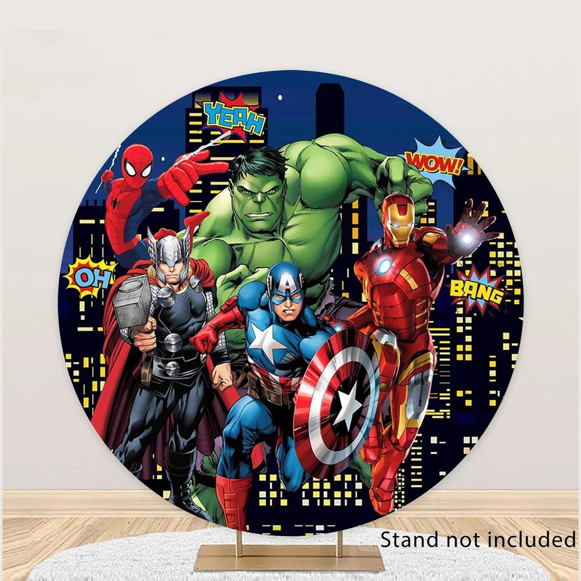 Avengers Round Backdrop Superheros Spiderman Hulk Banner Circle Cover ...