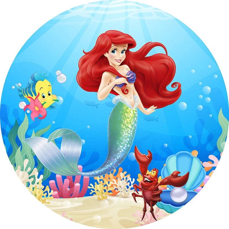 Mermaid Round Backdrop Popular Characters Circle Cover Fabric Elastic ...
