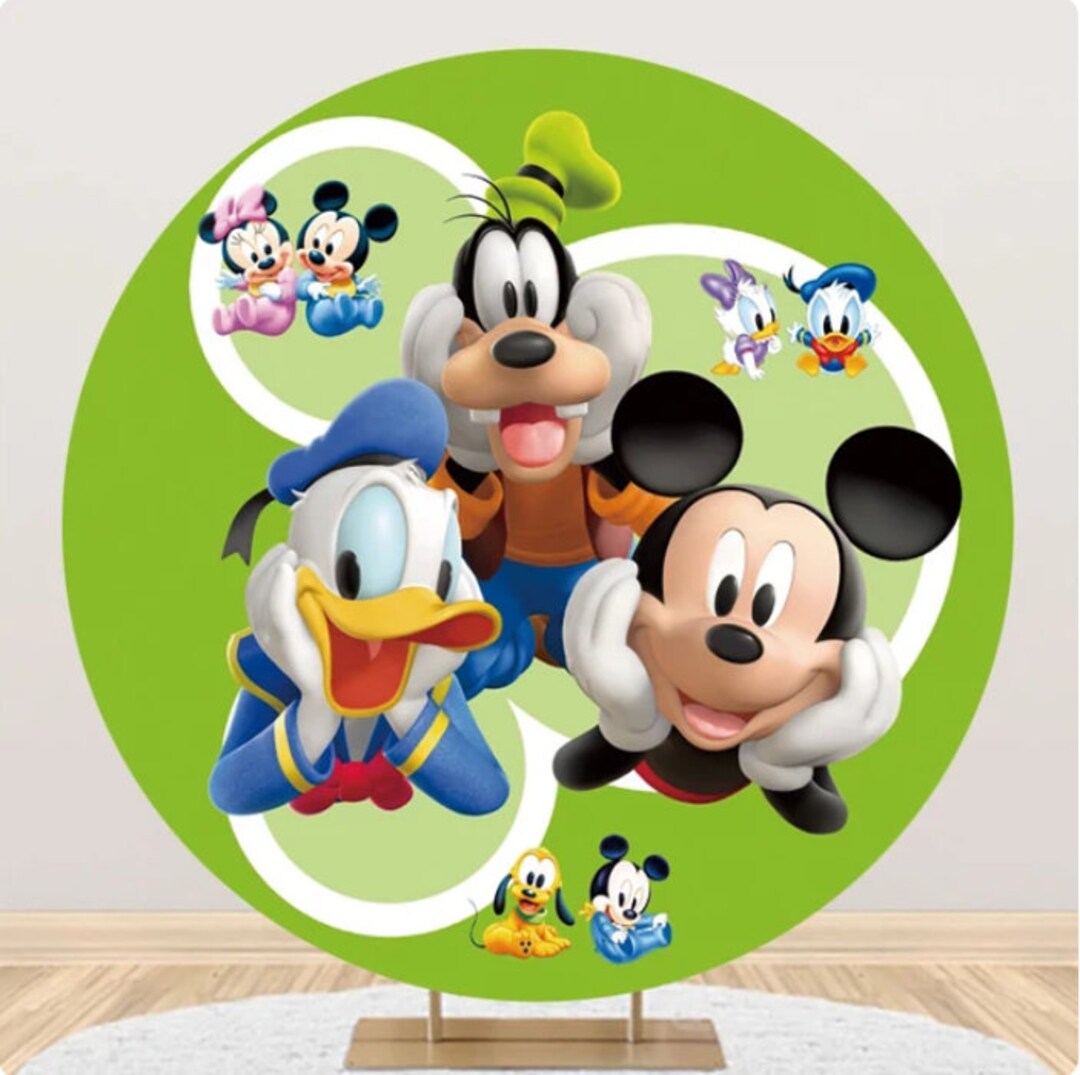 Mickey Mouse Donald Duck Round Backdrop Kids Photo Background Birthday ...