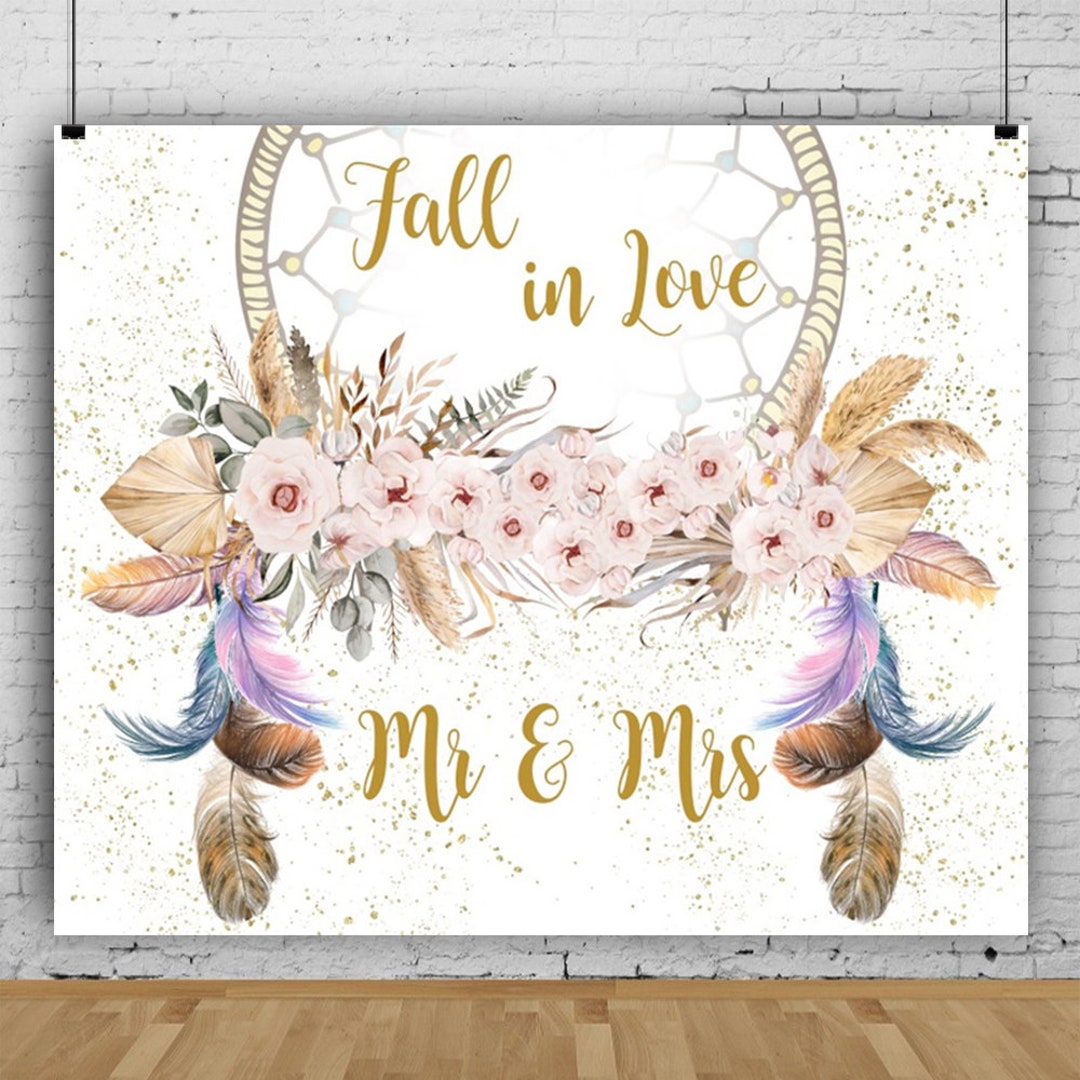Fall in Love Backdrop, Fall Wedding Backdrop, Personalized Fall Party ...