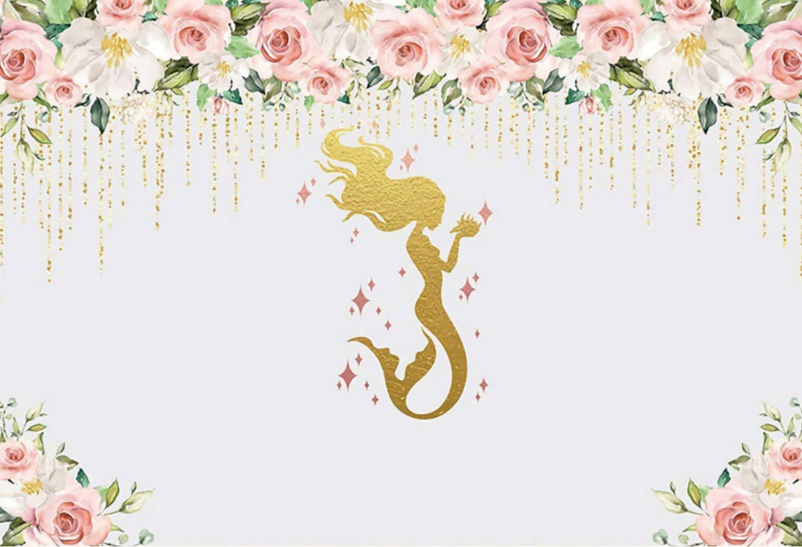 Mermail Wedding Wall, Sea-maid Backdrop, Flower Photograph, Background ...