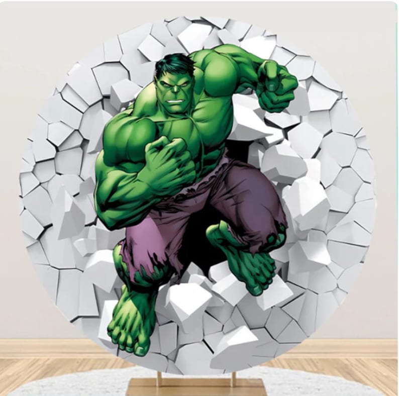 Hulk Smash Round Backdrop Boy Birthday Kids Gifts Party Photo Backdrop ...