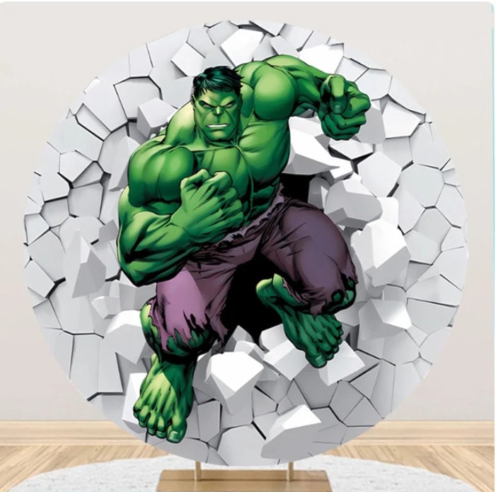 Hulk Smash Round Backdrop Boy Birthday Kids Gifts Party Photo Backdrop ...