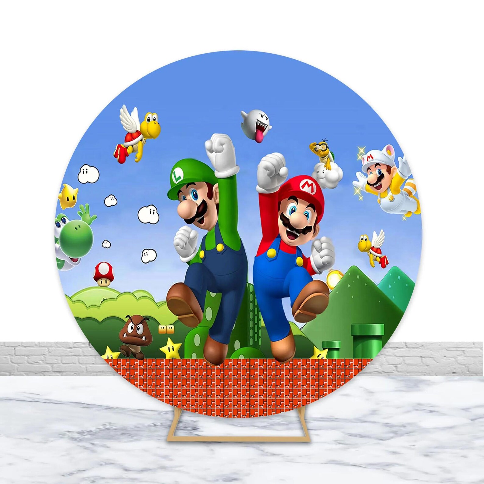 Super Mario Bros Birthday Backdrop: Kids Party Photo Booth Prop - Etsy
