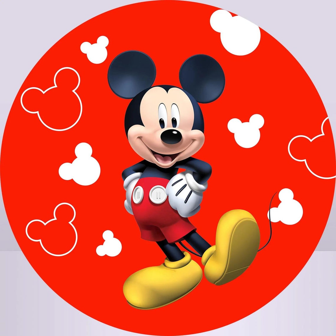 Mickey Mouse Pink Minnie Round Backdrop Disney Cartoon Circle Cover ...