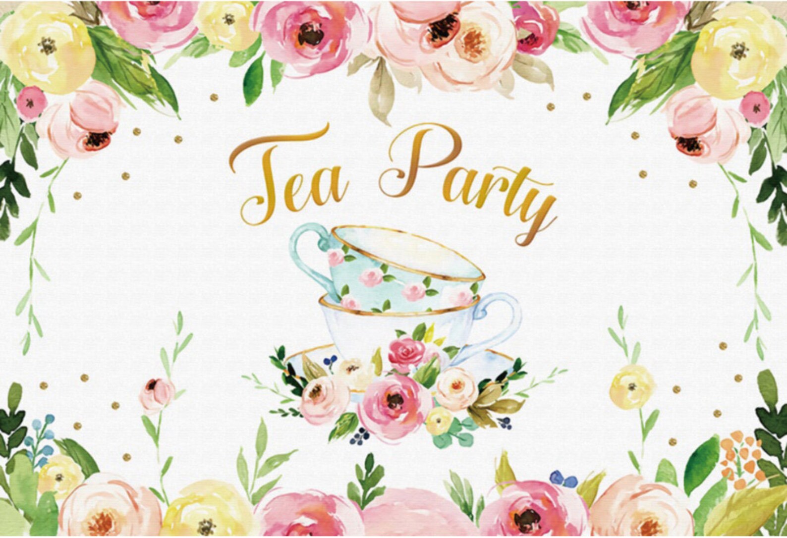 Tea Party Backdrop,flower Photograph Backdrop,babyshower Backdrop ...
