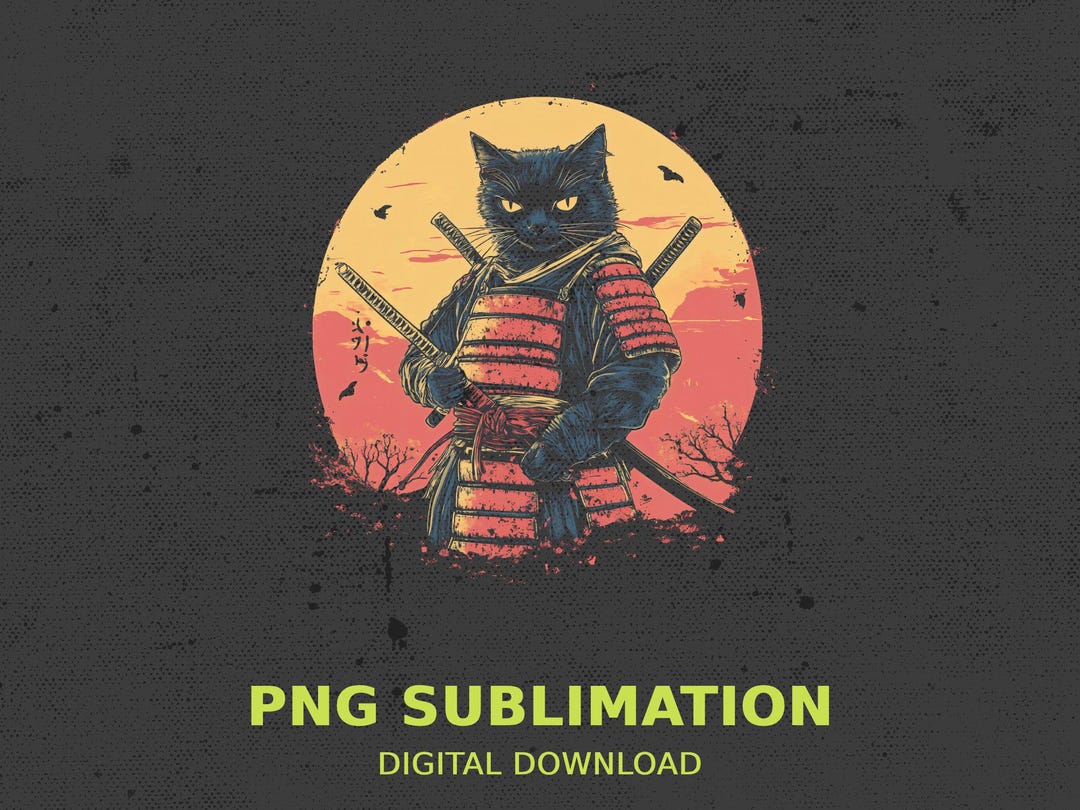 Samurai Cat PNG, Japanese Anime Cat SVG, Cat Ninja Instant Download ...