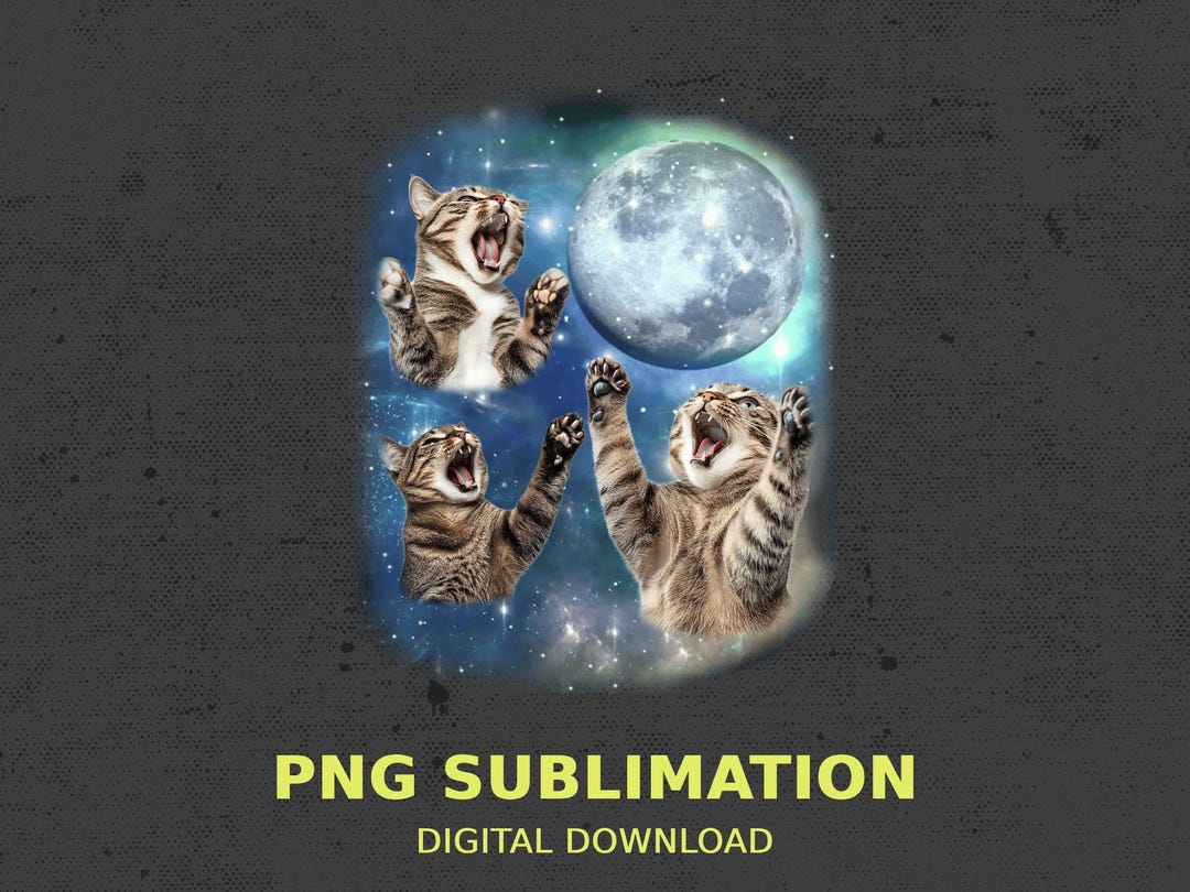 Three Cats Howling at the Moon PNG, Cat Lover Mens and Womens Svg - Etsy