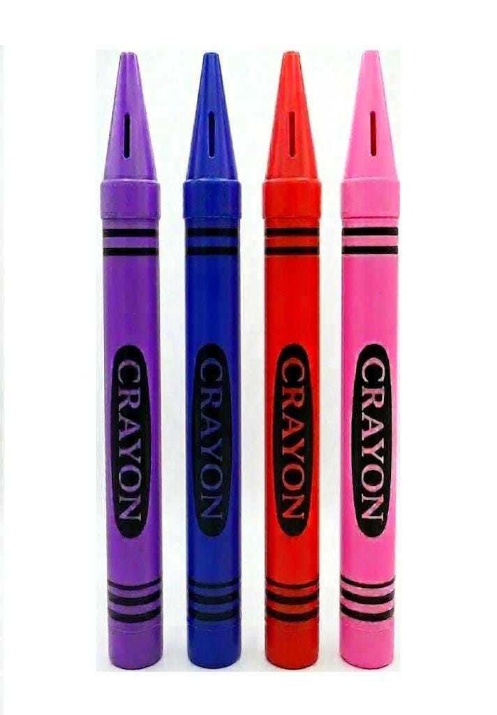 Crayon Coin Savings Bank - Vibrant Decor, Choose From a Blue, Purple ...