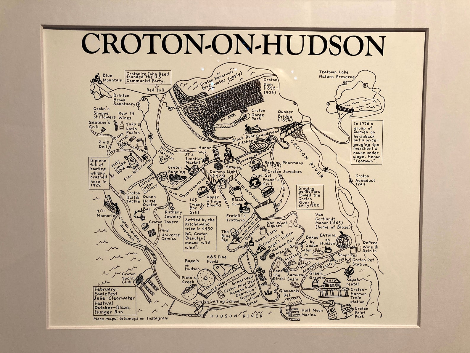 Framed Print of Croton on Hudson Hand-drawn Map - Etsy