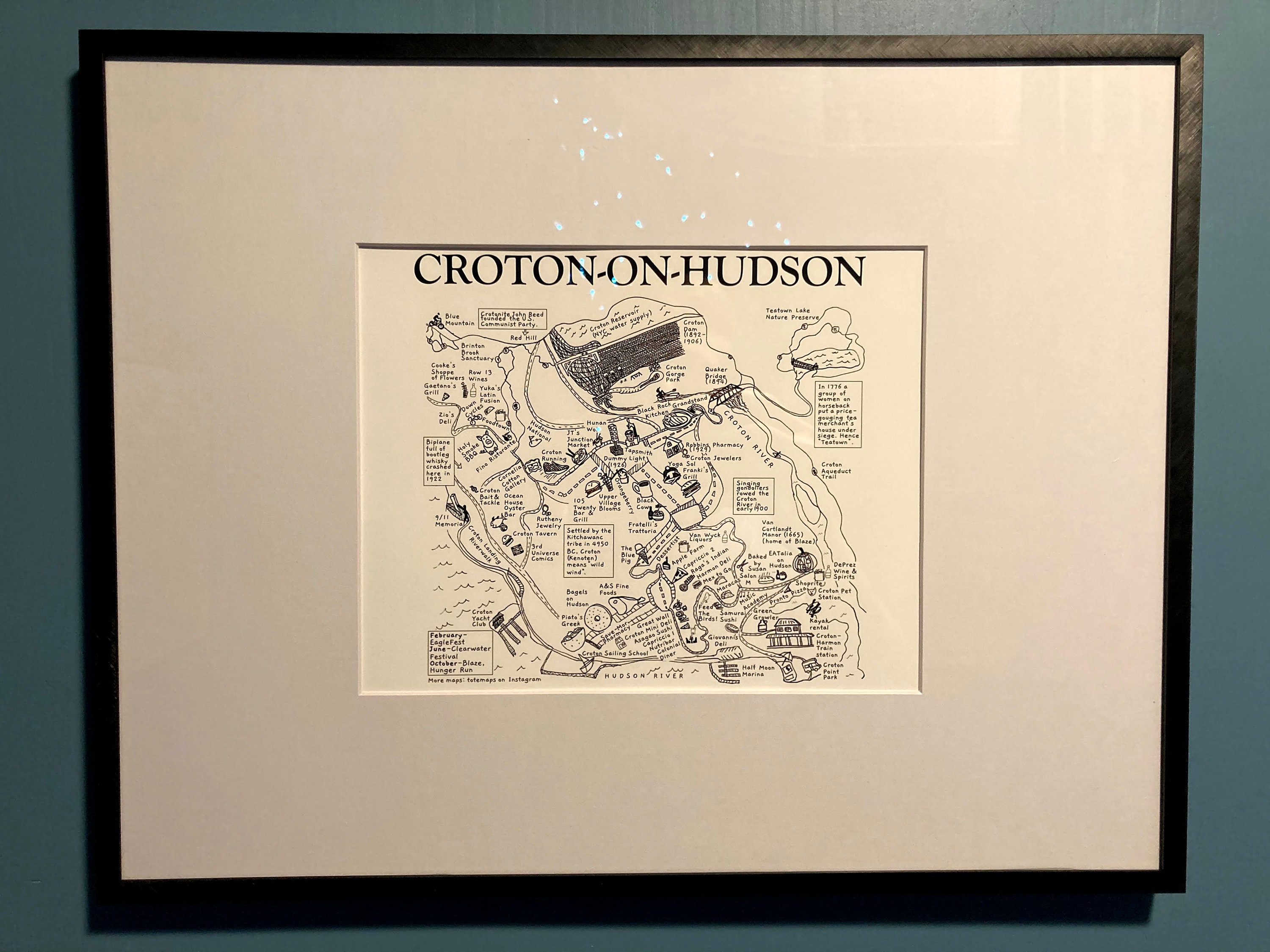 Framed Print of Croton on Hudson Hand-drawn Map - Etsy