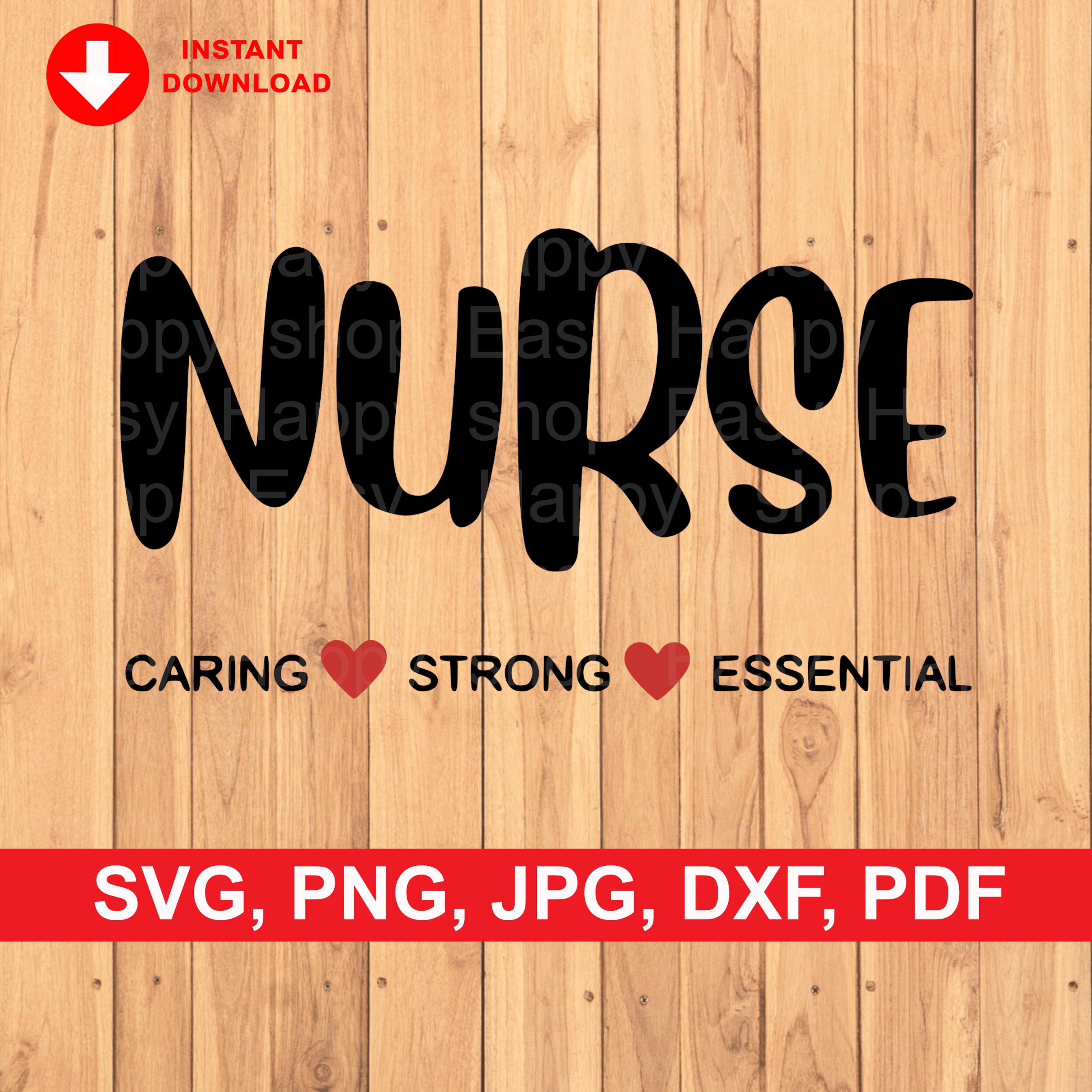 Nurse Caring Strong Essential SVG / Funny SVG / Svg, Png, Jpg, Dxf, Pdf ...