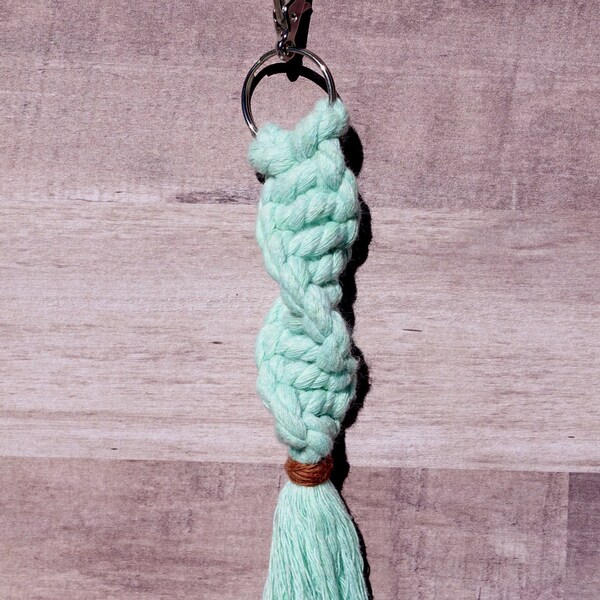 Teal Macrame Keychain - Etsy