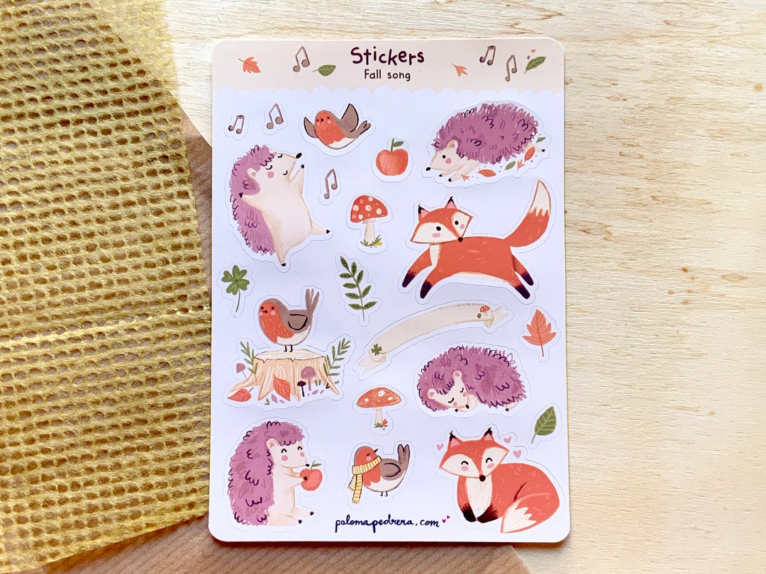 Fall Song Sticker Sheet. A6 . Autumn Animals. - Etsy