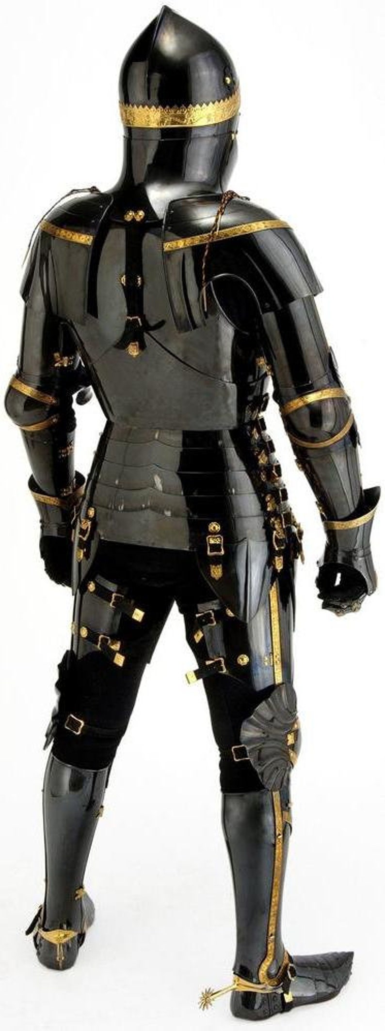 Stainless Steel Medieval Knight Black Suit of Armor Combat Full Body ...