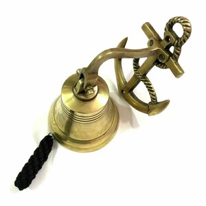 Solid Brass Anchor Ship Bell Nautical Rope Lanyard Pull Maritime Wall ...