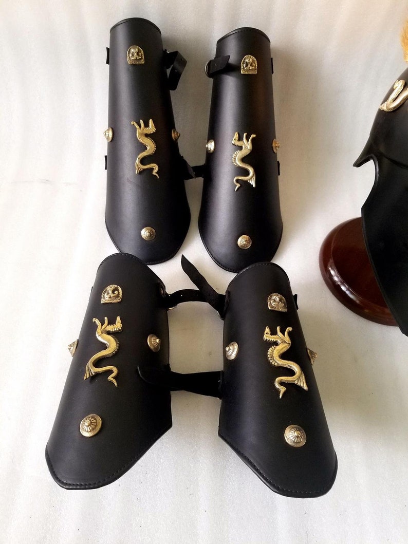 Corinthan Greek Leather Muscle Armor Breast Plate, Helmet, Leg & Arm ...