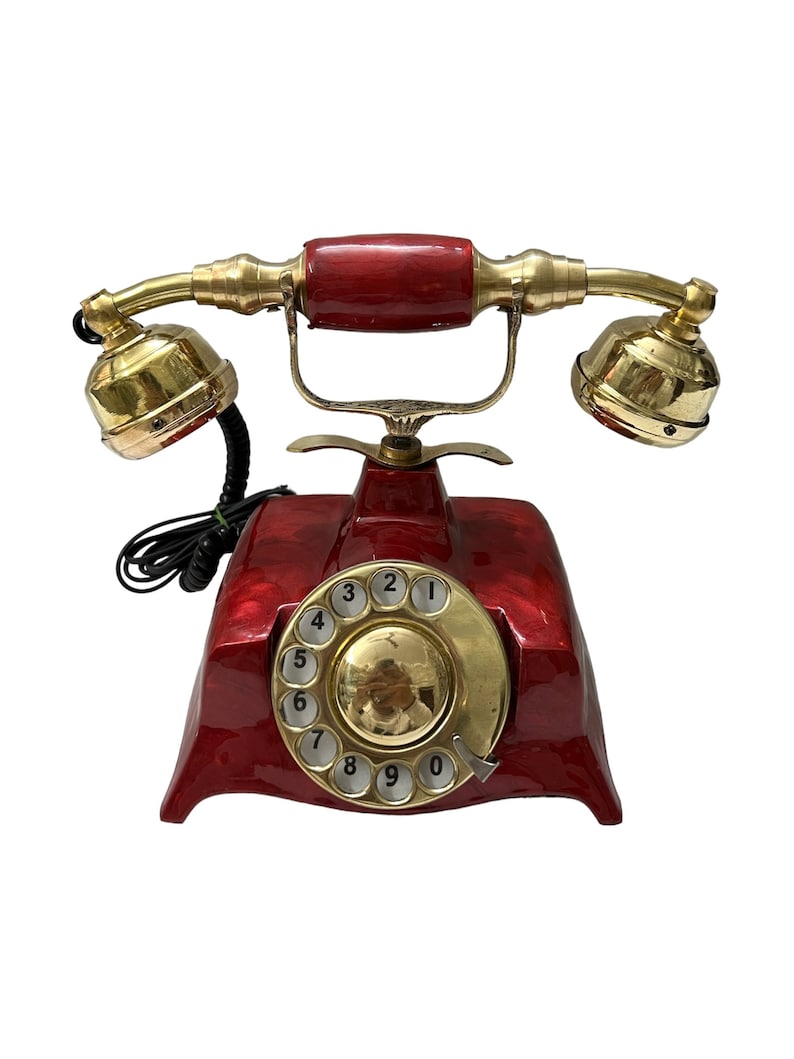 Red Patina Telephone With Rotary Dialing Working Telephone Home ...