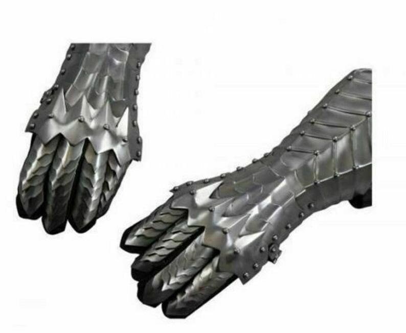 Silver Steel Medieval Gauntlets, Crusader Armor, Larp Costume - Etsy
