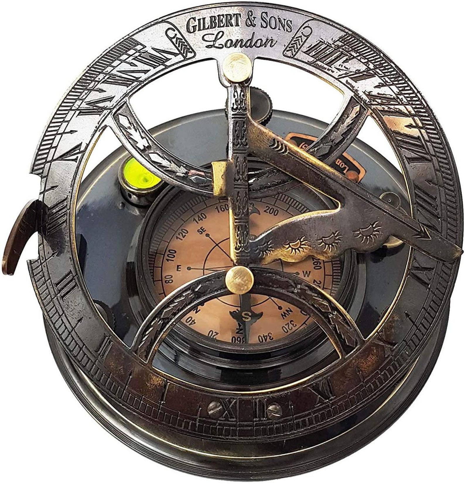 Nautical Brass 5 inches Large Sundial Compass in Rosewood Case | Etsy