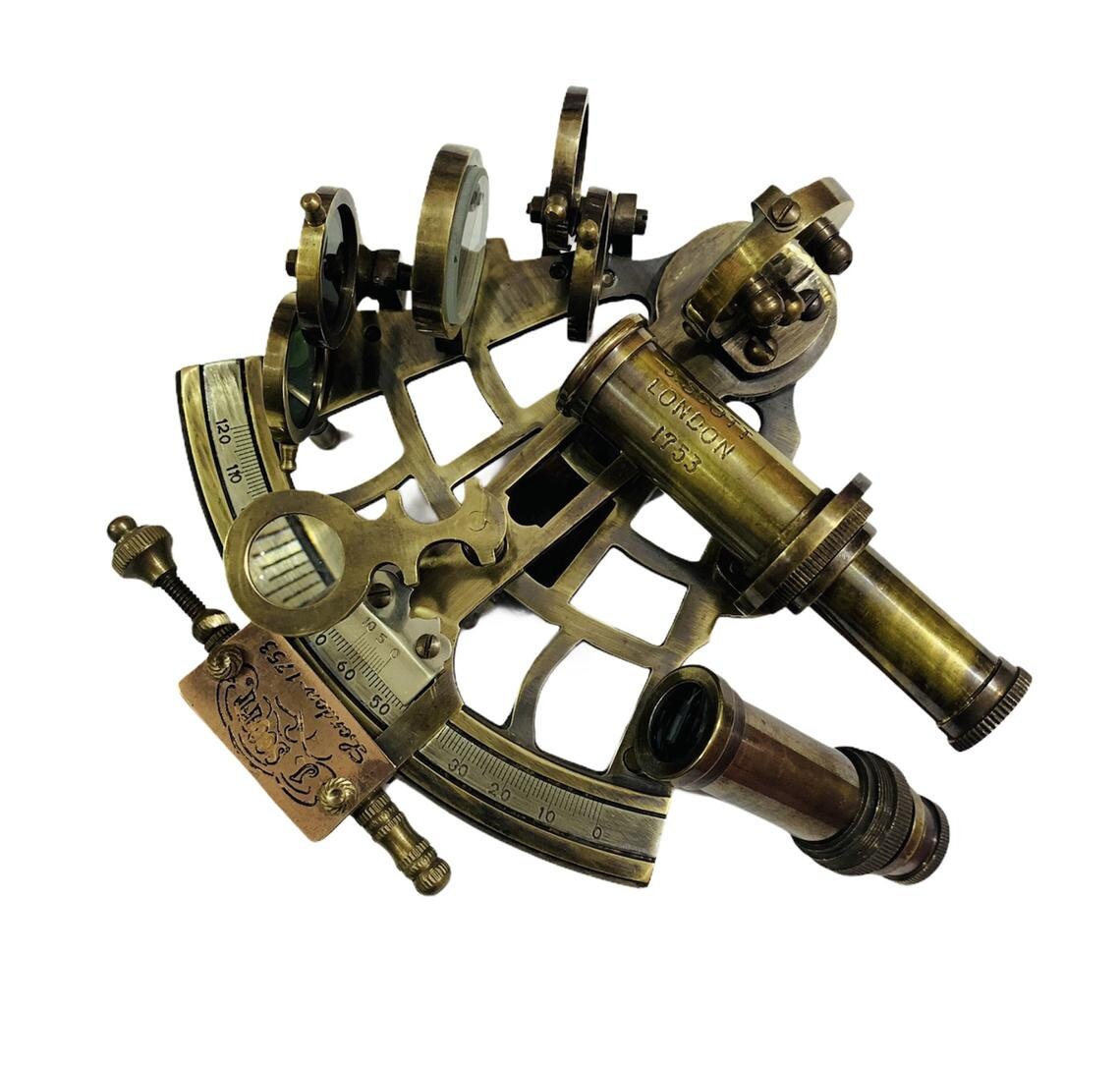Brass Ship Sextant J. Scott London Marine Instrument in Wooden Box ...