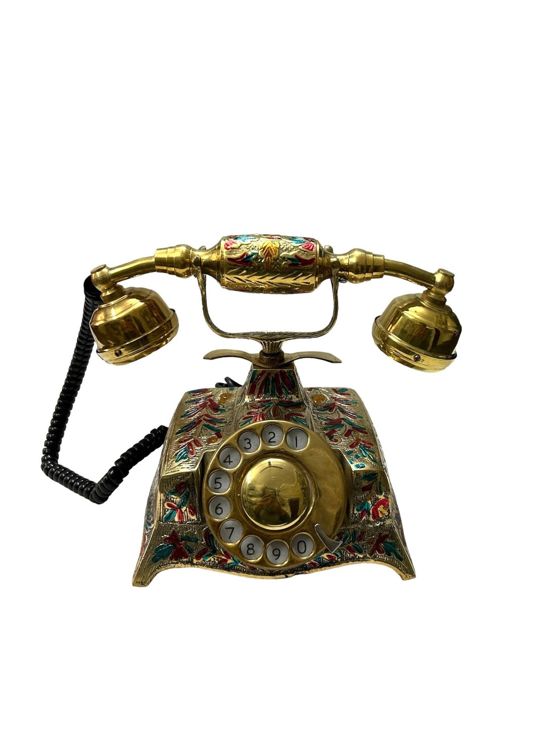 Multi Coloured Etching Brass Golden Landline Telephone, Rotary Phone ...