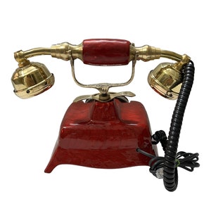 Red Patina Telephone With Rotary Dialing Working Telephone Home ...