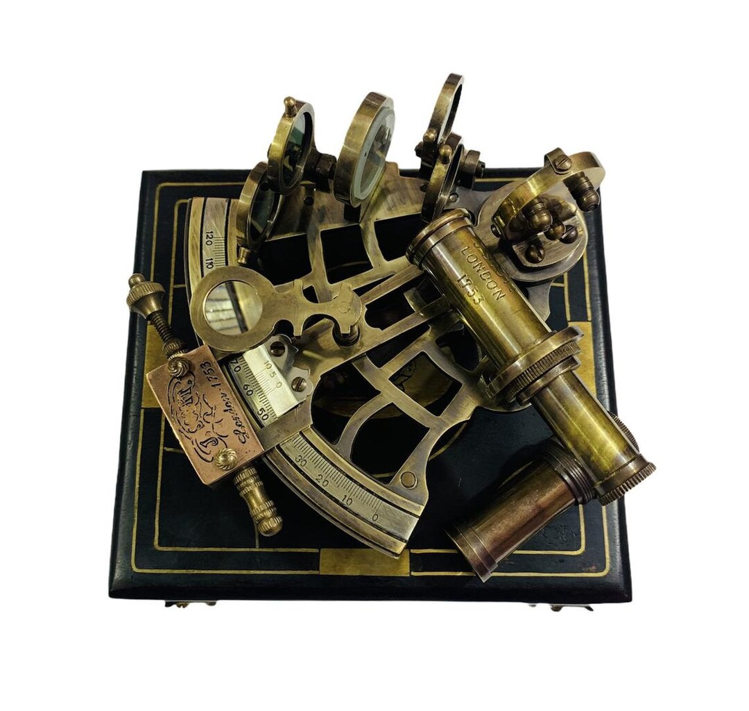 Brass Ship Sextant J. Scott London Marine Instrument in Wooden Box ...