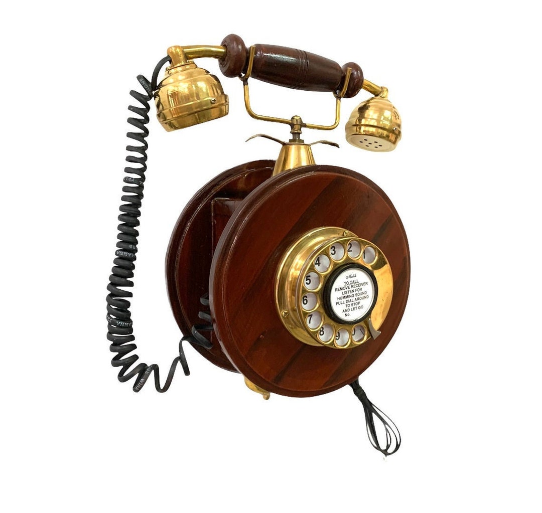 Beautiful Wooden Wall Hanging Telephone Rotary Dial Working Telephone ...