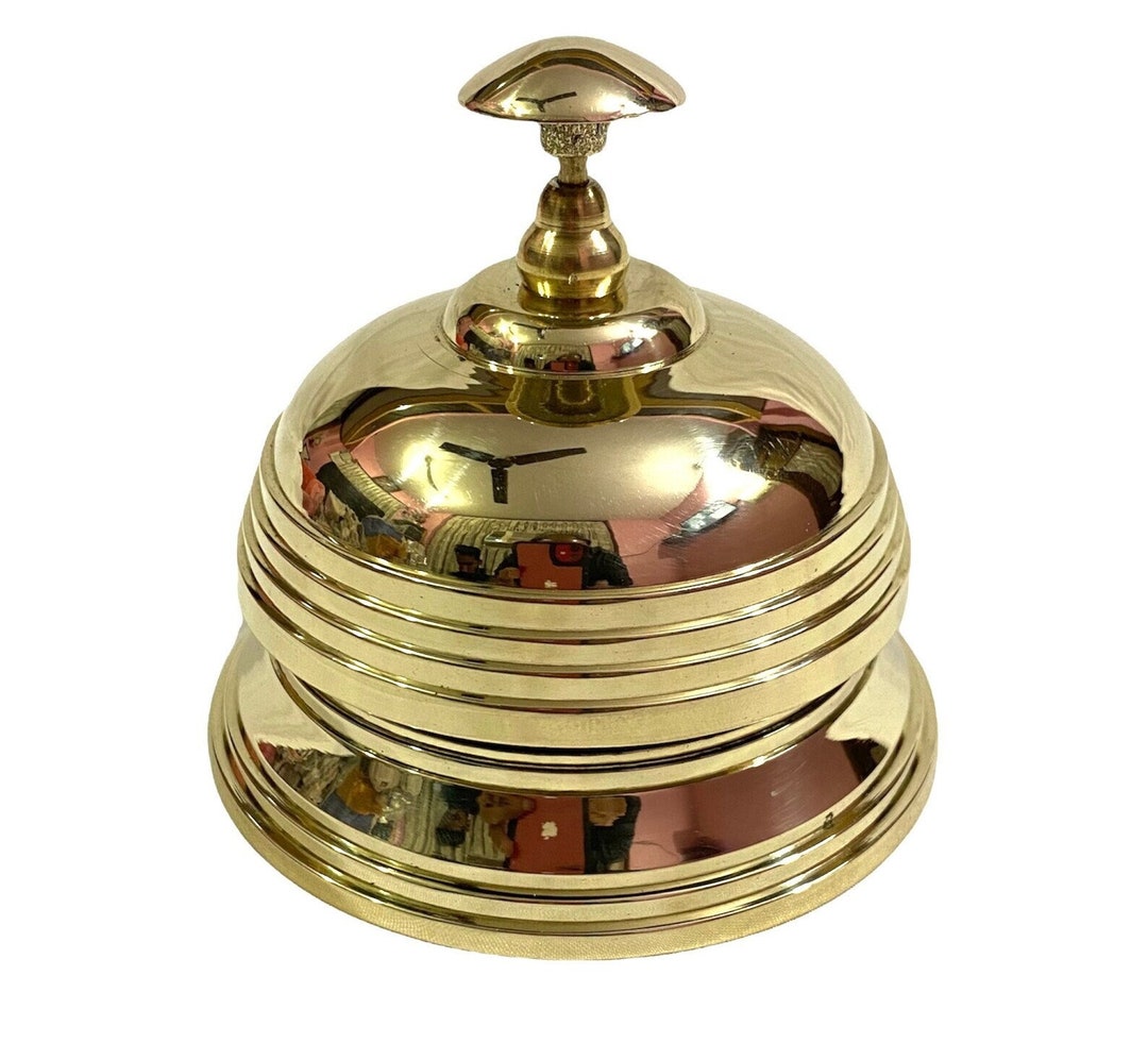 Solid Brass Hotel Counter Bell, Officer Call Bell Ornate Brass Hotel ...