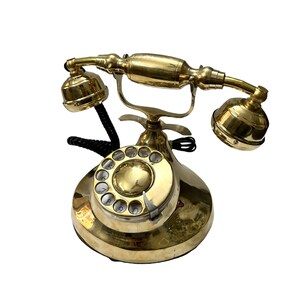 Indian Style Brass Golden Telephone Rotary Phone Old Fashioned ...