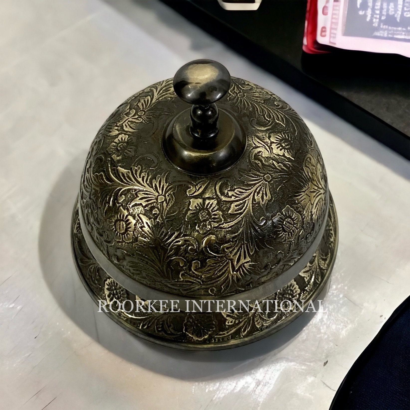 Solid Brass Hotel Counter Bell, Officer Call Bell Ornate Brass Hotel ...