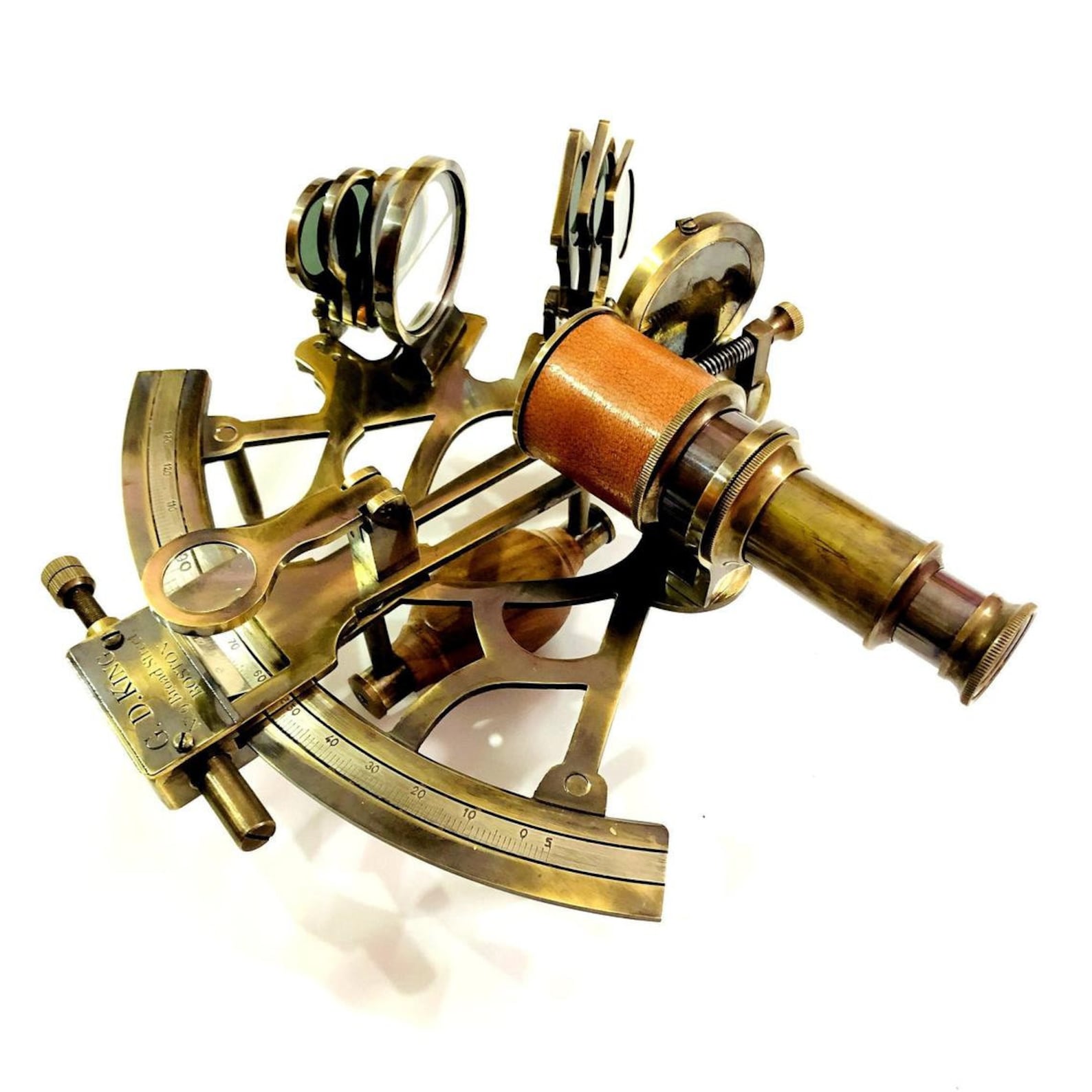 8 Heavy Brass Antique Sextant With Wooden Box Maritime Etsy