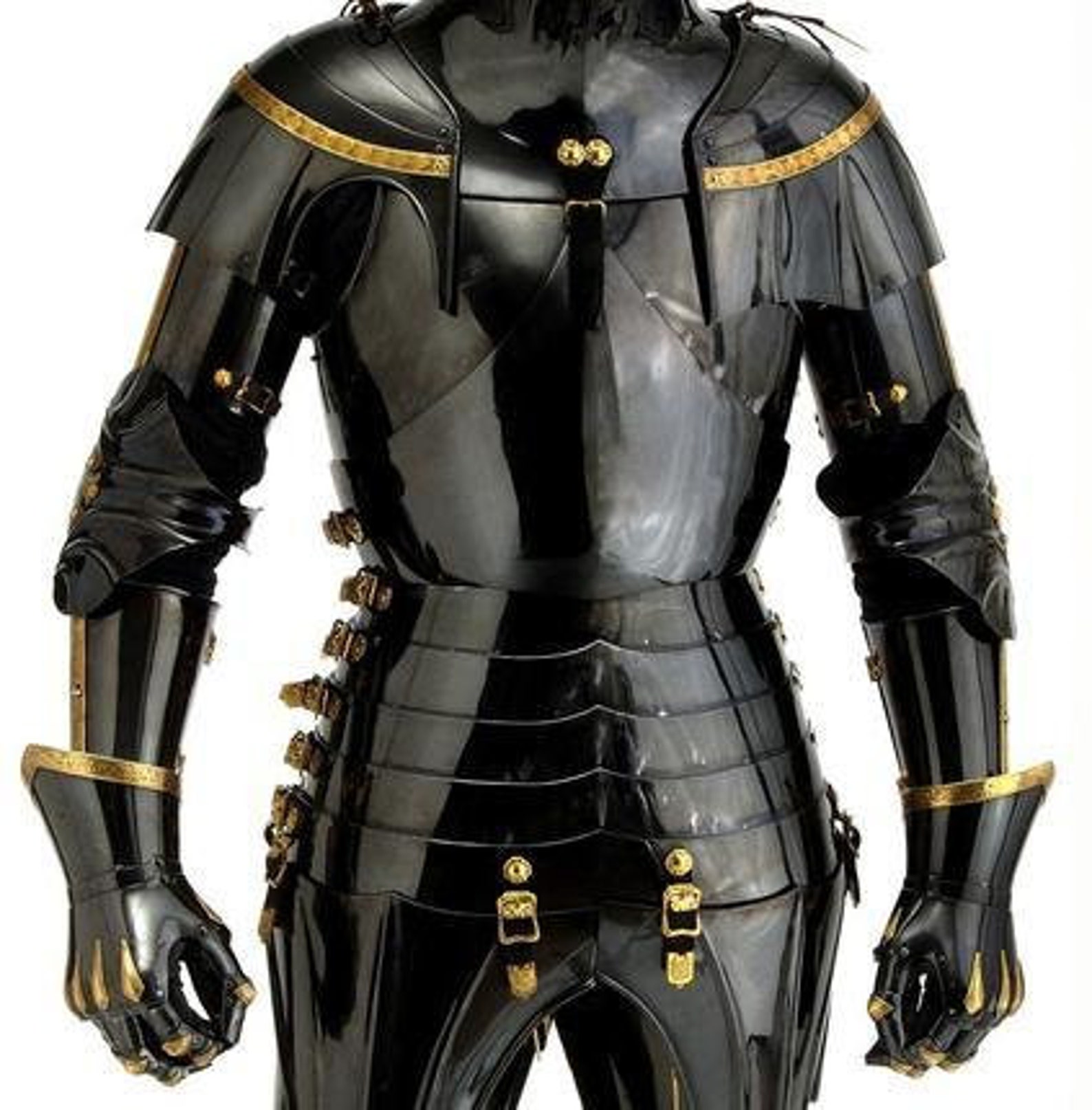 Stainless Steel Medieval Knight Black Suit of Armor Combat Full Body ...