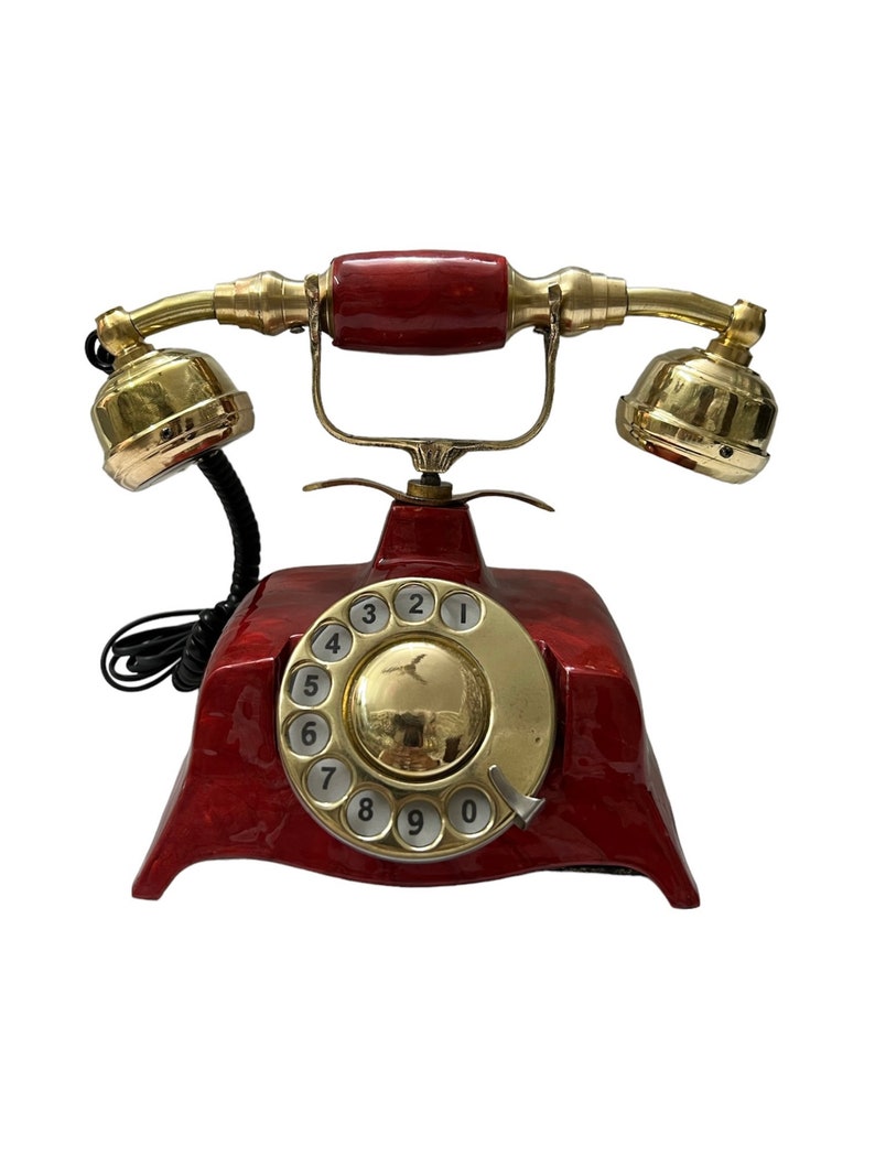 Red Patina Telephone With Rotary Dialing Working Telephone Home ...
