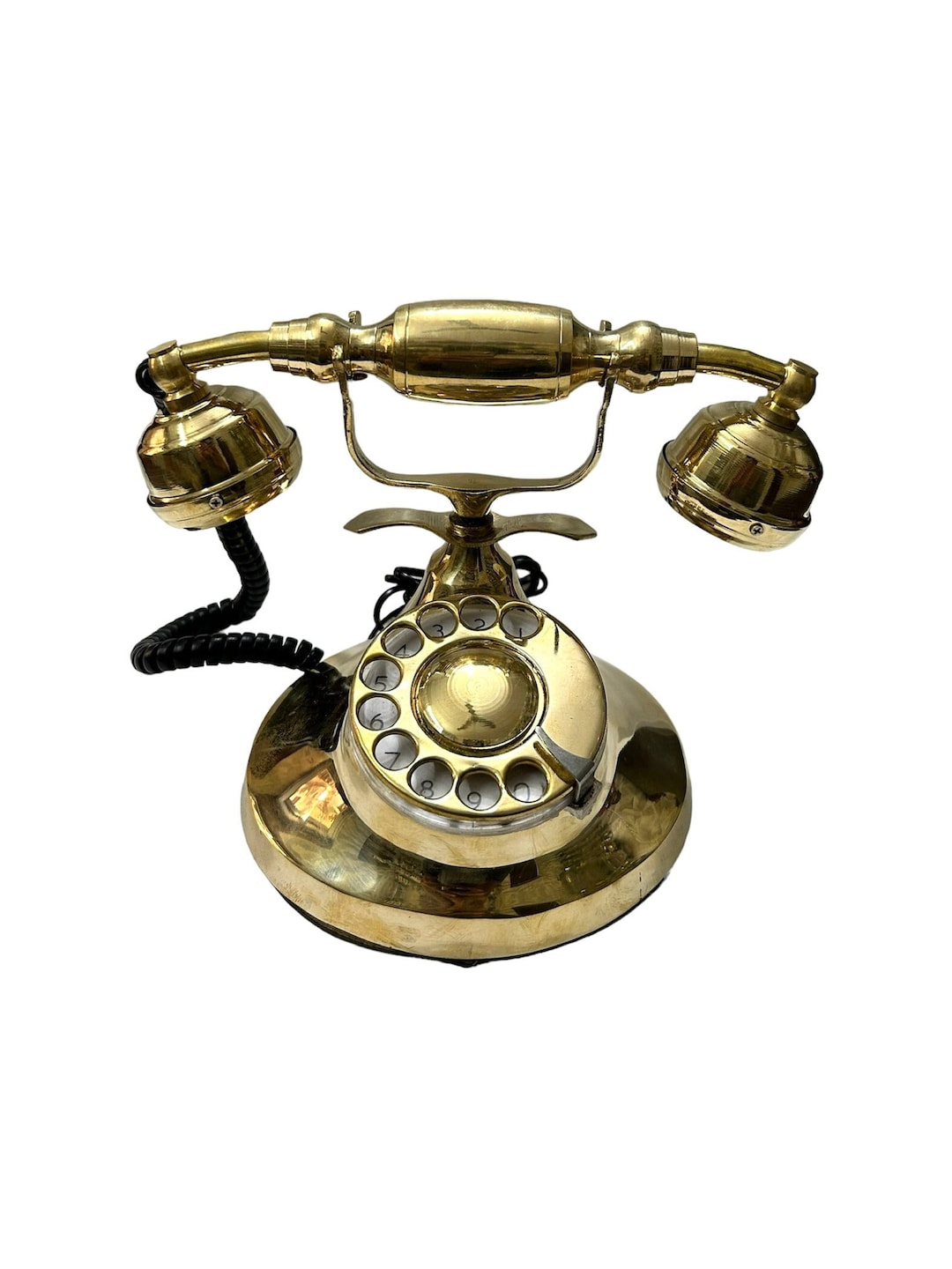 Indian Style Brass Golden Telephone Rotary Phone Old Fashioned ...