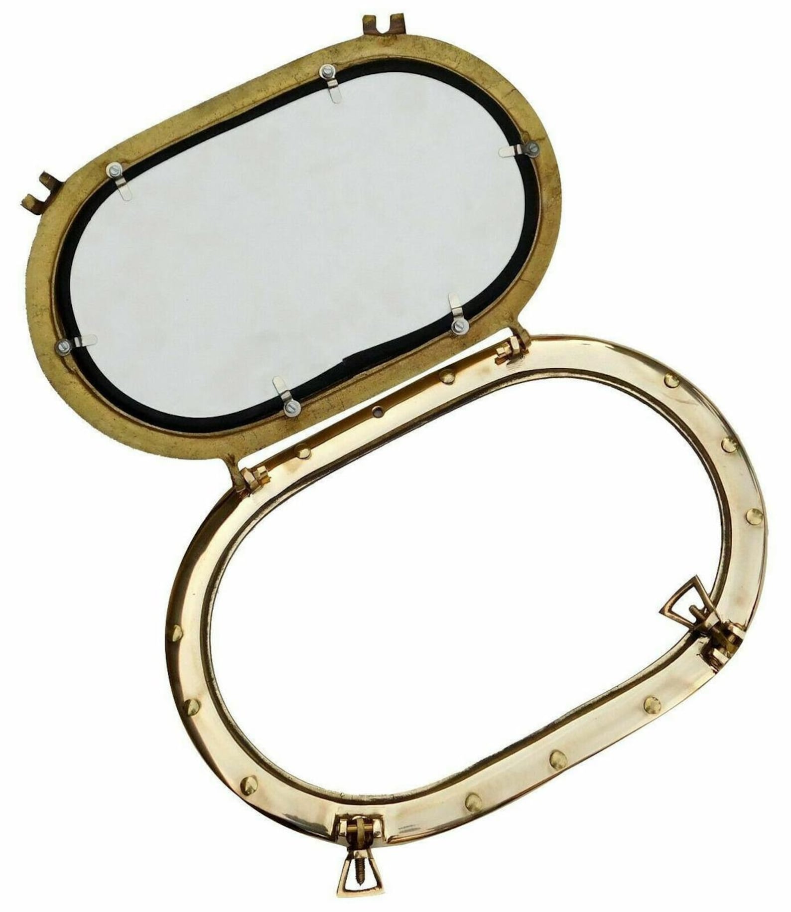 Oval Brass Porthole Mirror, Maritime Boat Window Decor, Handmade ...