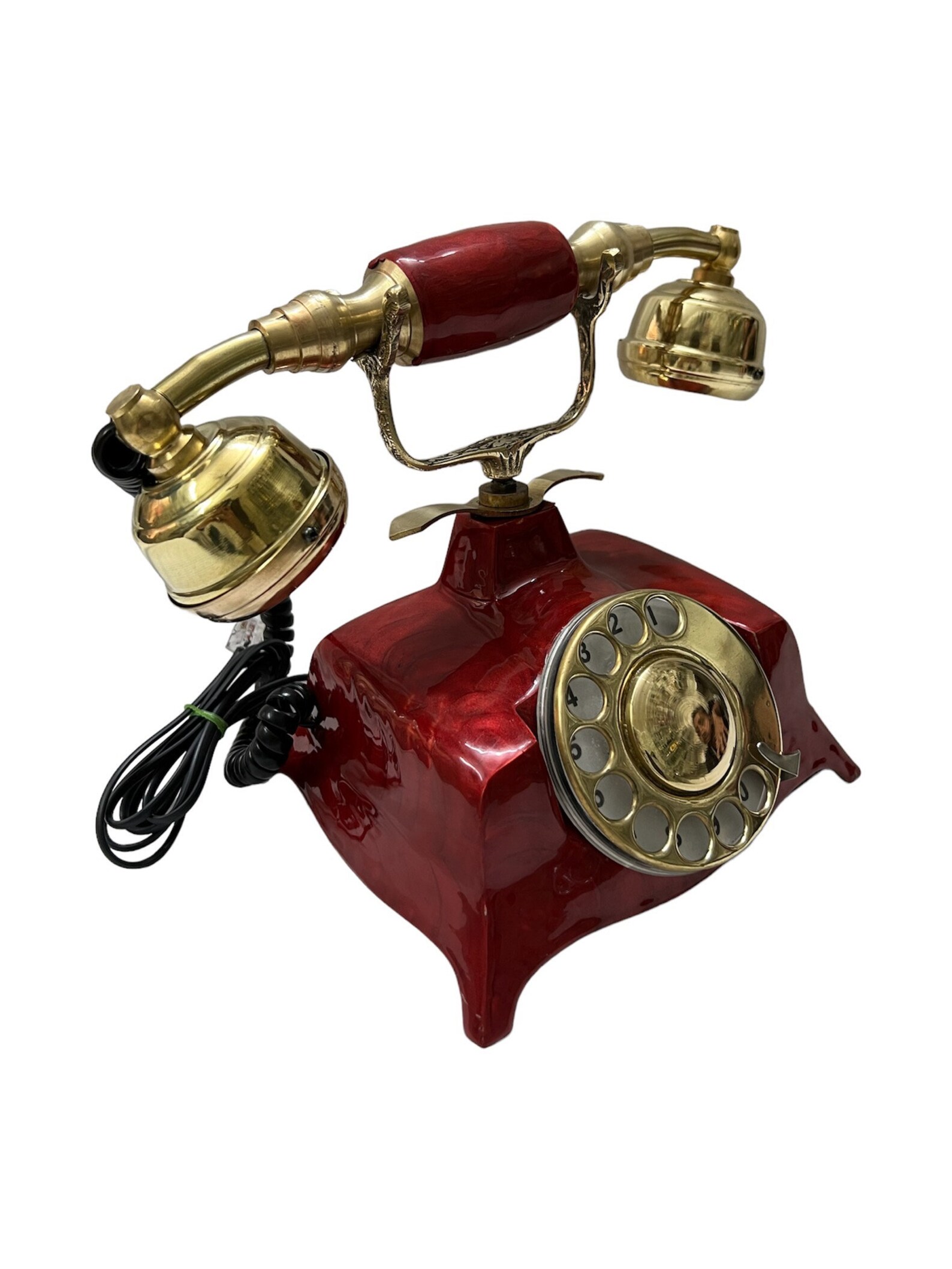Red Patina Telephone With Rotary Dialing Working Telephone Home ...