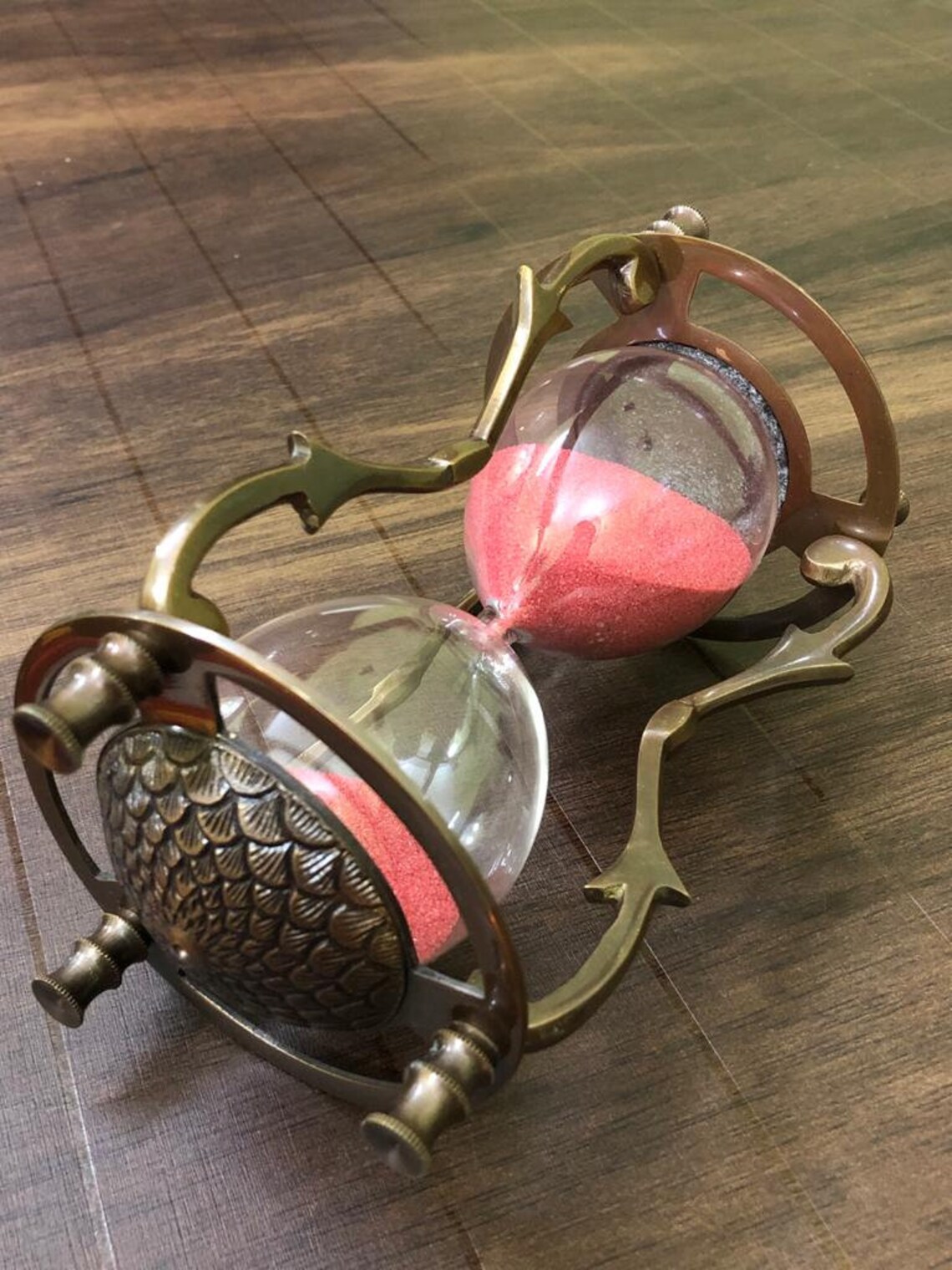 7 Brass Engraved Sand Timer, Classic Hourglass, Table Top Decor - Etsy