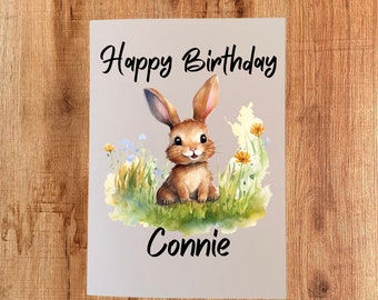JE178 Personalised Cute Rabbit Birthday Card - Etsy UK