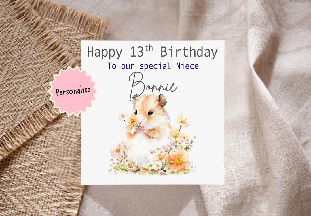 Personalised Hamster Birthday Card – Cute Hamster Design – Add Your Own ...