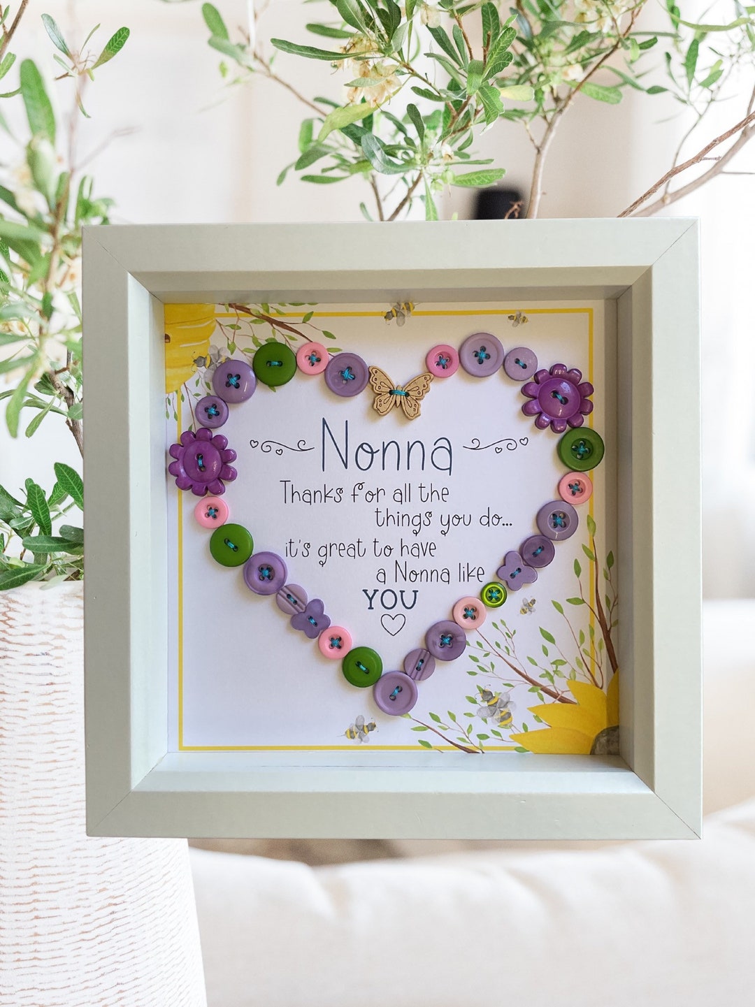Nonna Frame, Nonna Gift, Button Art Frame. - Etsy