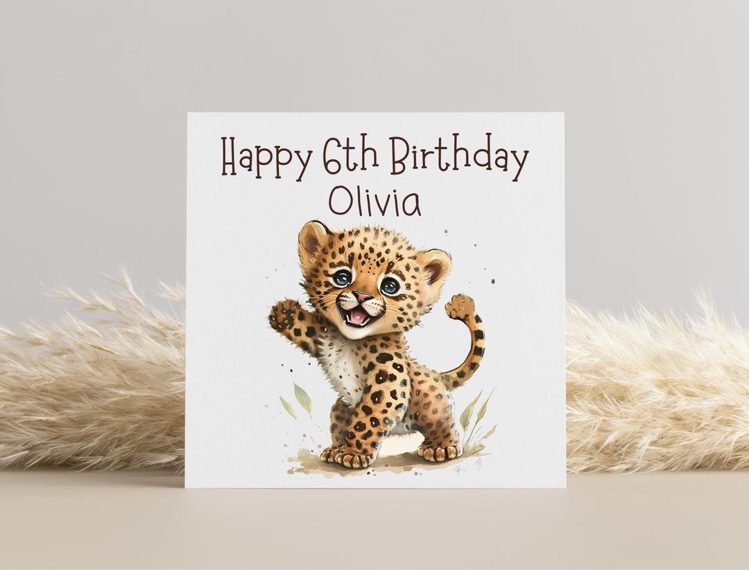 Personalised Cheetah Birthday Card for Children Kids, Daughter Son ...