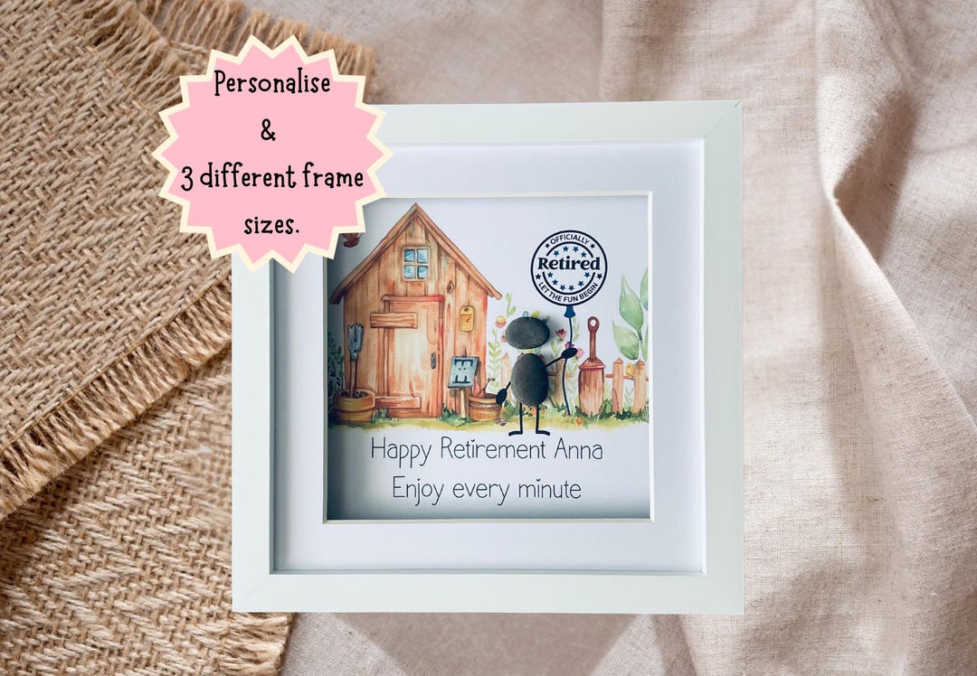Unique Retirement Pebble Picture Frame - Personalised Retirement Gift ...
