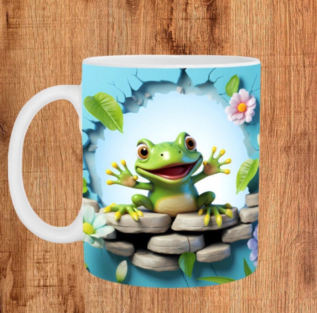 Personalised Frog Mug, Frog Birthday Gift, Frog Lover Gift, Frog Print ...