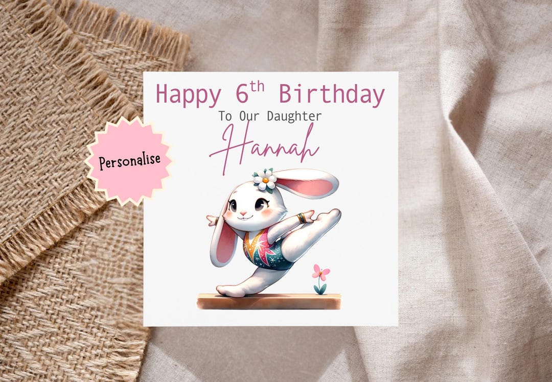 Dancing Gymnastics Birthday Card for Girls, Any Age, Personalised ...